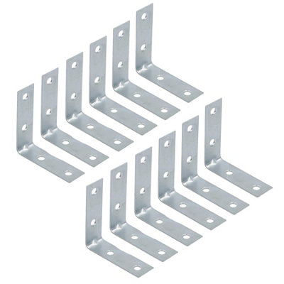 50mm (2in) Corner Brace Bracket Set L Shaped Mending Reinforcing Plate 12pc