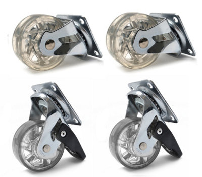 50mm 30kg Plastic Swivel Castor Wheel Furniture Caster Clear - With ...