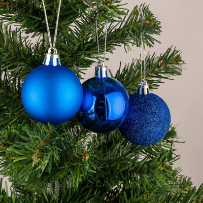 50mm/9Pcs Christmas Baubles Shatterproof Blue,Tree Decorations