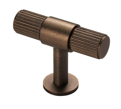 50mm Antique Brass Reeded T-Bar Knob