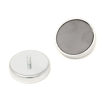 50mm dia x 10mm thick Ferrite Pot Magnet with M5 External Thread - 22 ...