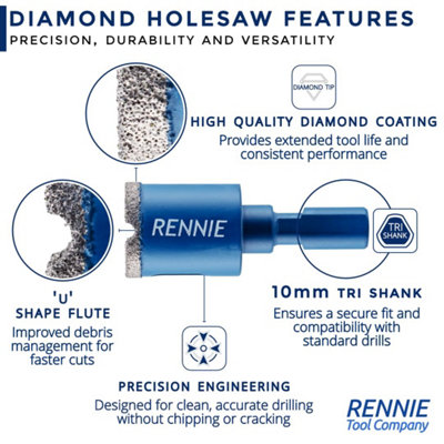 50mm Diamond Hole Saw Drill Bit For Tiles Ceramic Porcelain. Holesaw
