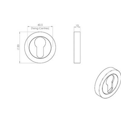 50mm Euro Profile Escutcheon Concealed Fix Polished Brass Keyhole Cover