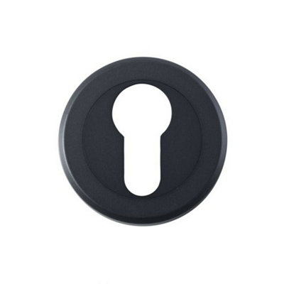 50mm Euro Profile Round Escutcheon Beveled Edge Concealed Fix Matt Black