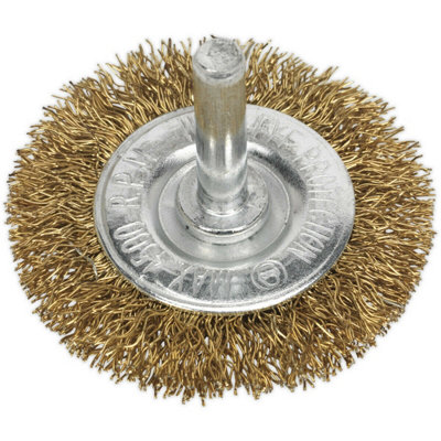 50mm Flat Wire Brush with Brassed Steel Filaments for Power Drills