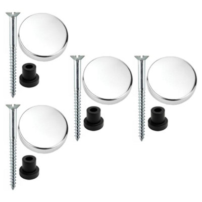 50mm Heavy Duty Mirror Screws Zinc Pack of 4 with Rubber Washers and ...