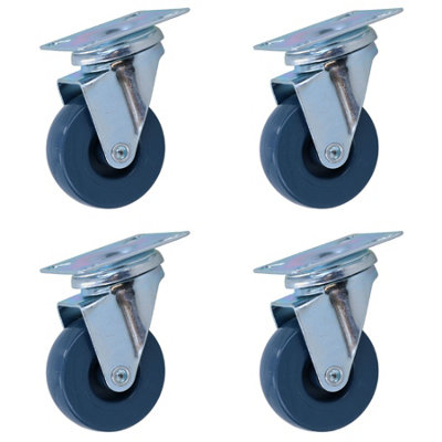 50mm Heavy Duty Swivel Castor Wheels Trolley Furniture Rubber Wheel 4pc