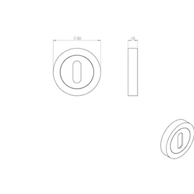 50mm Lock Profile Round Escutcheon 10mm Depth Concealed Fix Polished Chrome