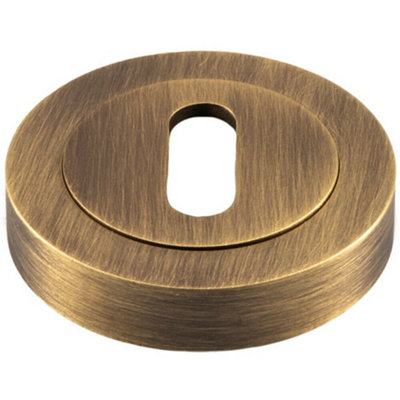 50mm Lock Profile Round Escutcheon Concealed Fix Antique Brass Keyhole ...