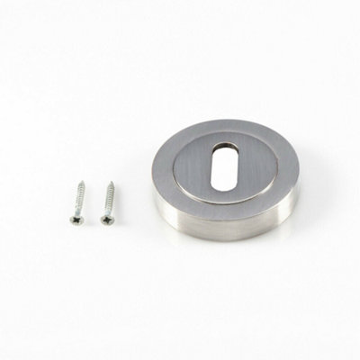 50mm Lock Profile Round Escutcheon Concealed Fix Satin Nickel Keyhole Cover