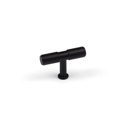 50MM MATT BLACK CABINET KNOB DARK TEXTURED FLUTED KITCHEN CUPBOARD DOOR ...