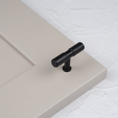 50MM MATT BLACK CABINET KNOB DARK TEXTURED FLUTED KITCHEN CUPBOARD DOOR ...