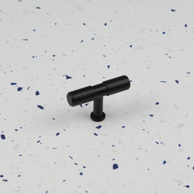50MM MATT BLACK CABINET KNOB DARK TEXTURED FLUTED KITCHEN CUPBOARD DOOR ...