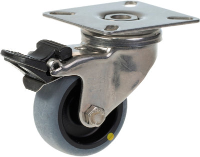 50mm stainless steel swivel/brake castor with grey electrically ...