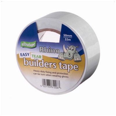 50MM X 33M BUILDERS TAPE WHITE RHINO LABEL, 18