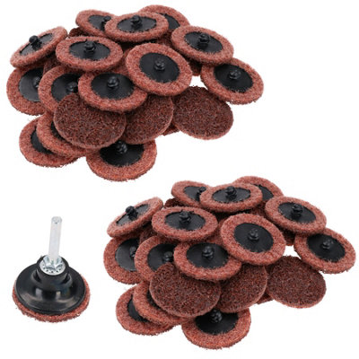 50pc 50mm Quick Change Roloc Conditioning Sanding Discs 240 Grit & Adapter