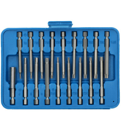 50pc Screwdriver Extra Long Bit Set Torx Hex Spline Phillips Pozi Star Security Bits | DIY at B&Q