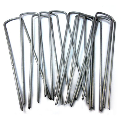 50pcs Metal Galvanised U Pins for Artificial Grass Mesh Turf Mat with a ...