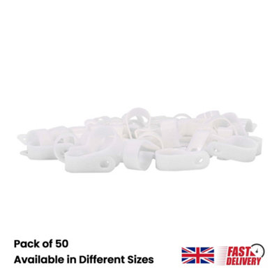 50pcs Natural/White Nylon P-Type Plastic Cable Clamp Assortment 19mm ...