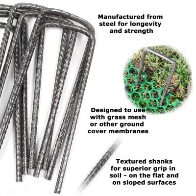 50pcs U Pins Steel Pegs Metal Turf Reinforcement for Grass Protection Mesh