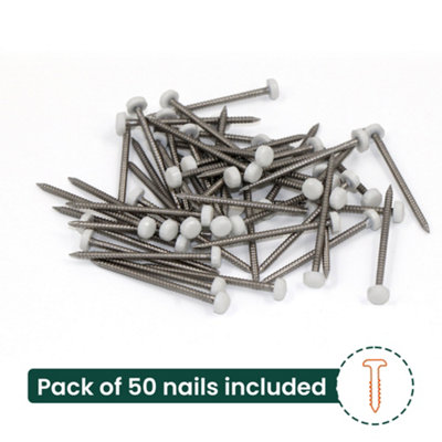 50pk UPVC Panel Pins 40mm Poly Top Pins Nails Plastic Headed Fascia ...