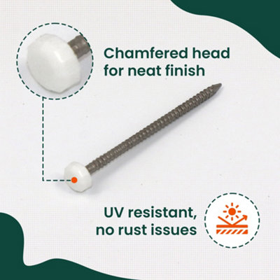 50pk UPVC Panel Pins 40mm Poly Top Pins Nails Plastic Headed Fascia ...