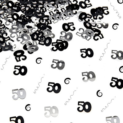 50th Birthday Confetti Black & Silver 1 pack x 14 grams birthday ...
