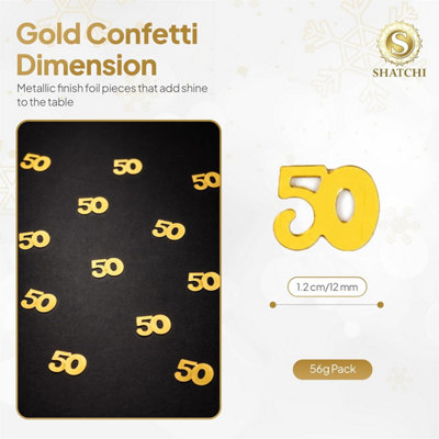 50th Birthday Confetti Gold 4 pack x 14 grams birthday decoration Foil ...