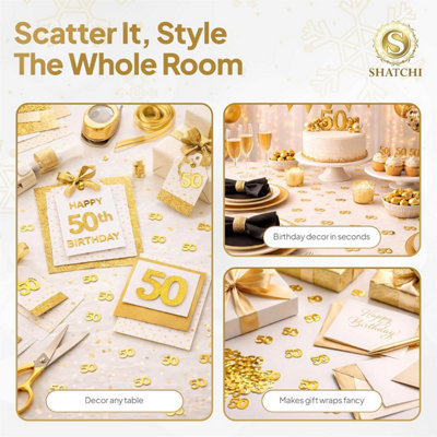 50th Birthday Confetti Gold 4 pack x 14 grams birthday decoration Foil ...