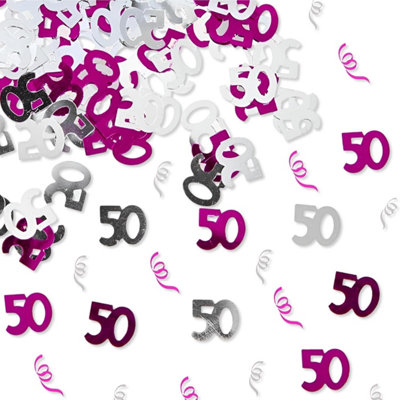 50th Birthday Confetti Pink & Silver 1 pack x 14 grams birthday ...