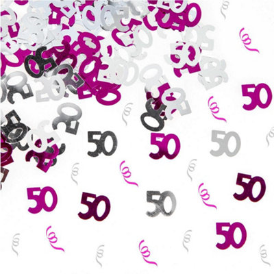 50th Birthday Confetti Pink & Silver 1 pack x 14 grams birthday ...
