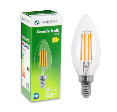 50w Equivalent LED Candle Filament Light Bulb E14 SES 3.5w LED - Warm ...