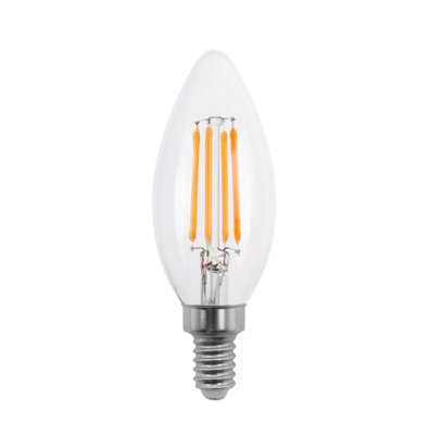 50W EQUIVALENT LED CANDLE FILAMENT LIGHT BULB E14 SES 3.5W LED - WARM ...