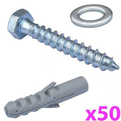 50x M10 50mm Aerial Bracket Wall Fixing Bolts Masonry Brick Thread ...
