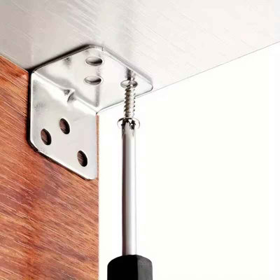 50x Stainless Steel Corner Brackets Universal for Cabinets Drawers ...