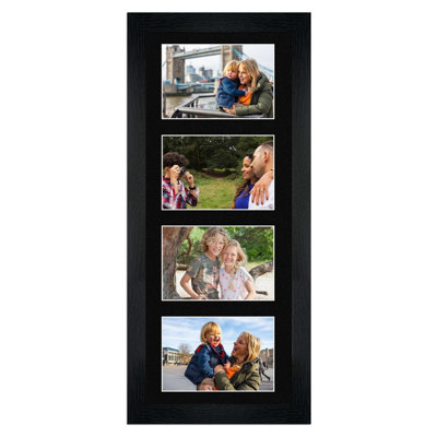 50X20CM Black Modern Multi Photo Frame with Black Mount - Holds 4 ...