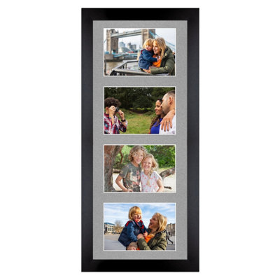 50X20CM Matte Black Modern Multi Photo Frame with Silver Mount - Holds ...