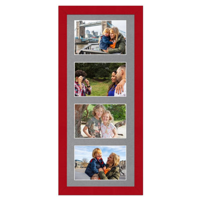 50X20CM Red Modern Multi Photo Frame with Mid Grey Mount - Holds 4 ...