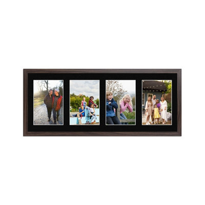 50X20CM Walnut Sleek Multi Photo Frame with Black Mount - Holds 4 ...