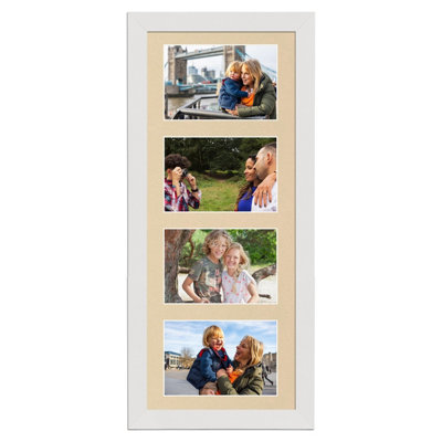 50X20CM White Modern Multi Photo Frame with Ivory Mount - Holds 4 ...
