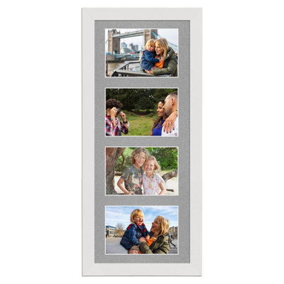 50X20CM White Modern Multi Photo Frame with Silver Mount - Holds 4 ...