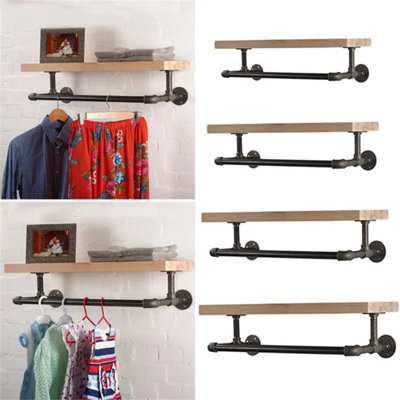 50x31x20cm Wall Mount Clothes Hanger Rack with Shelf