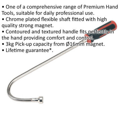 510mm Flexible Magnetic Pickup Tool with 3kg Capacity and Chrome Plated Shaft
