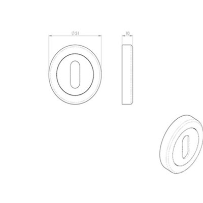 51mm Lock Profile Escutcheon Chamfered Edge Concealed Fix Satin Nickel