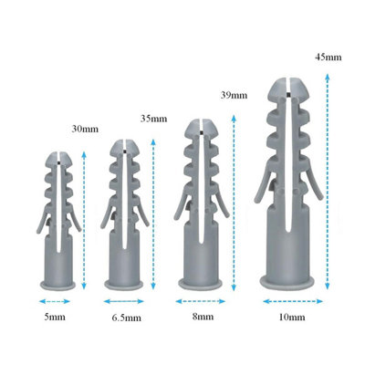 52 x Plasplugs Assorted Wall Raw Fixings for Concrete Brick and ...