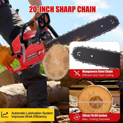 52cc Heavy Duty Petrol Chainsaw 20" Bar 50 cm Cut 2-Stroke Easy-starting