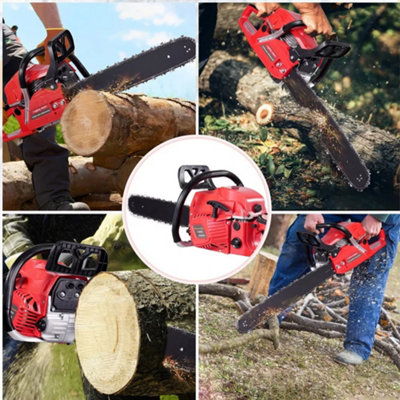 52cc Heavy Duty Petrol Chainsaw 20" Bar 50 cm Cut 2-Stroke Easy-starting