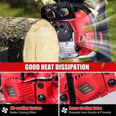52cc Heavy Duty Petrol Chainsaw 20" Bar 50 cm Cut 2-Stroke Easy-starting