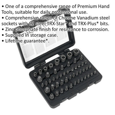 52pc TRX SECURITY Master Set Sockets & Bits - 1/4" 3/8" 1/2" Drive Male ...