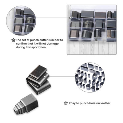 52pcs Hollow Punch Set, Hole Cutting Tools for Leathercrafts, Shape ...